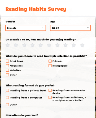 Reading Habits Survey Form Template | Jotform