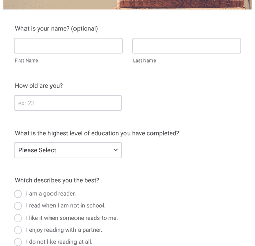 Reading Interest Survey Form Template | Jotform