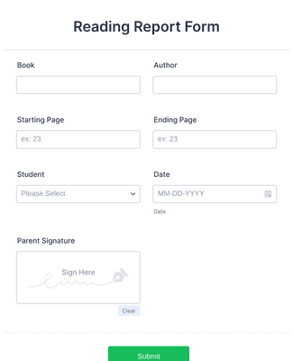 Reading Report Form Template | Jotform
