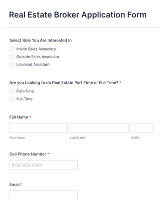 Real Estate Broker Application Form Template | Jotform