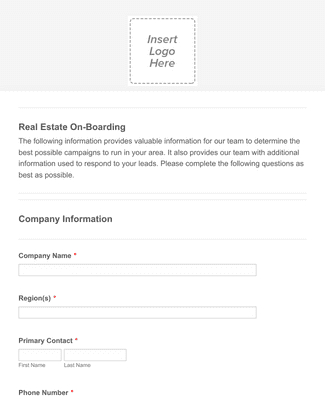 Real Estate Client On-Boarding Form Template | Jotform