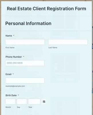 Real Estate Client Registration Form Template | Jotform
