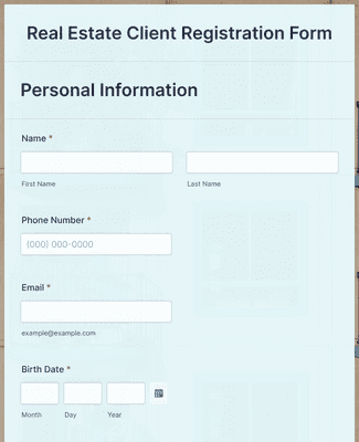 Real Estate Client Registration Form Template | Jotform
