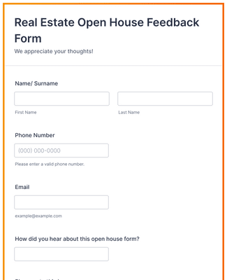 Real Estate Open House Feedback Form Template | Jotform