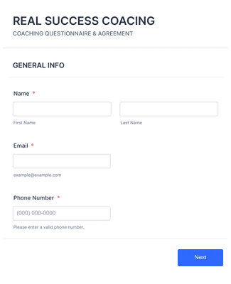 REAL SUCCESS COACHING Form Template | Jotform