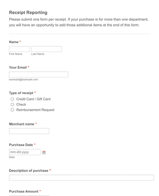 Receipt Reporting Form Template | Jotform