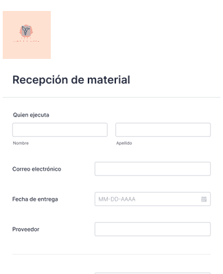 Recepción de material Plantilla de formulario | Jotform
