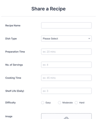 Recipe Sharing Form Template | Jotform