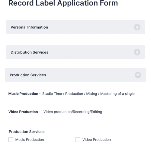 Record Label Application Form Template | Jotform