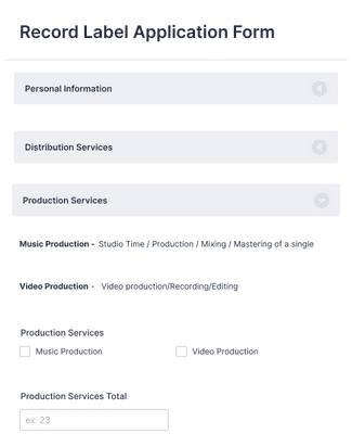Record Label Application Form Template | Jotform