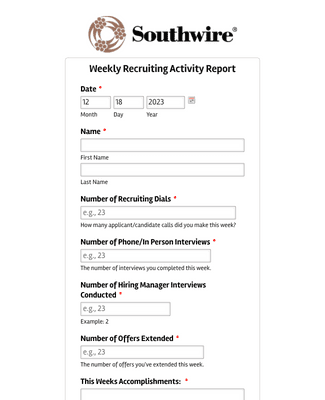 Recruiting Activity Report Form Template | Jotform