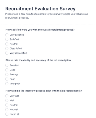 Recruitment Evaluation Survey Form Template | Jotform