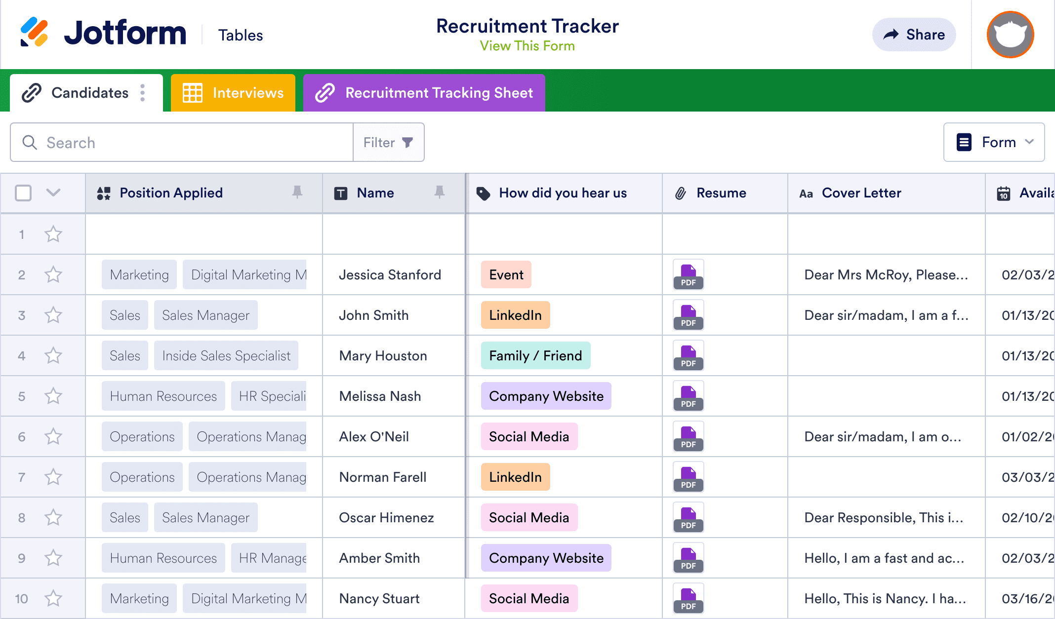 Recruitment Tracker Template