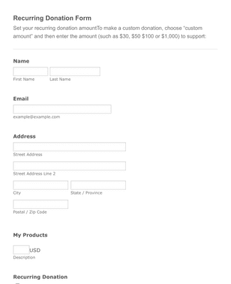 Recurring Donation Form Template | Jotform