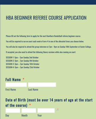 Referee Course Application Form Template | Jotform