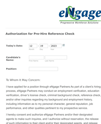 Reference Check Authorization Form Template | Jotform
