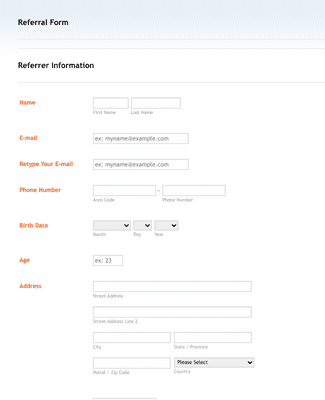 Website Referral Form Template | Jotform