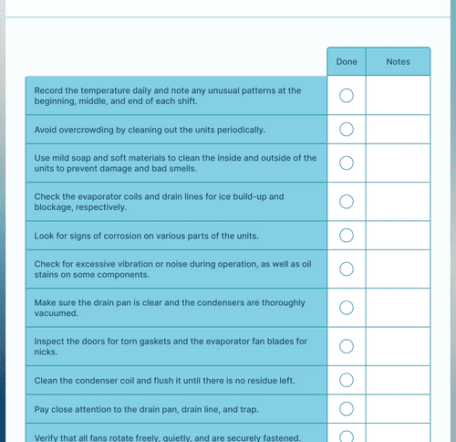 Refrigerator Maintenance Checklist Form Template | Jotform