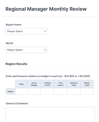 Regional Manager Monthly Report Form Template | Jotform