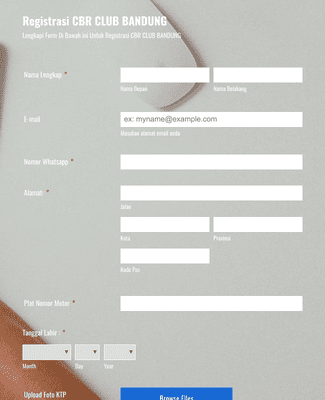 REGISTRASI CBR CLUB BANDUNG Template Formulir | Jotform