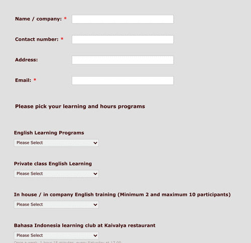 Registration Form English Learning Programs Form Template | Jotform