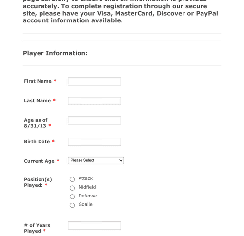 Registration Form for training children Form Template | Jotform