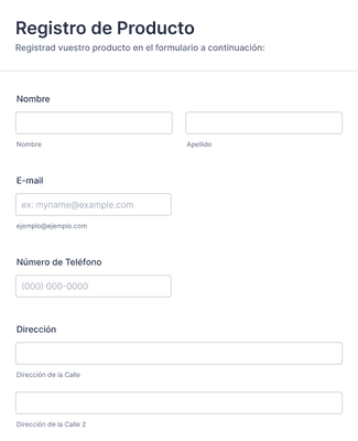 Registro de Producto Plantilla de formulario | Jotform