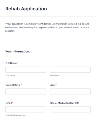 Rehab Application Form Template | Jotform
