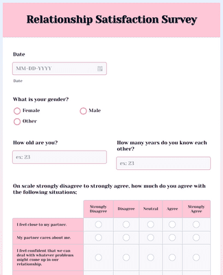 Relationship Satisfaction Survey Form Template | Jotform