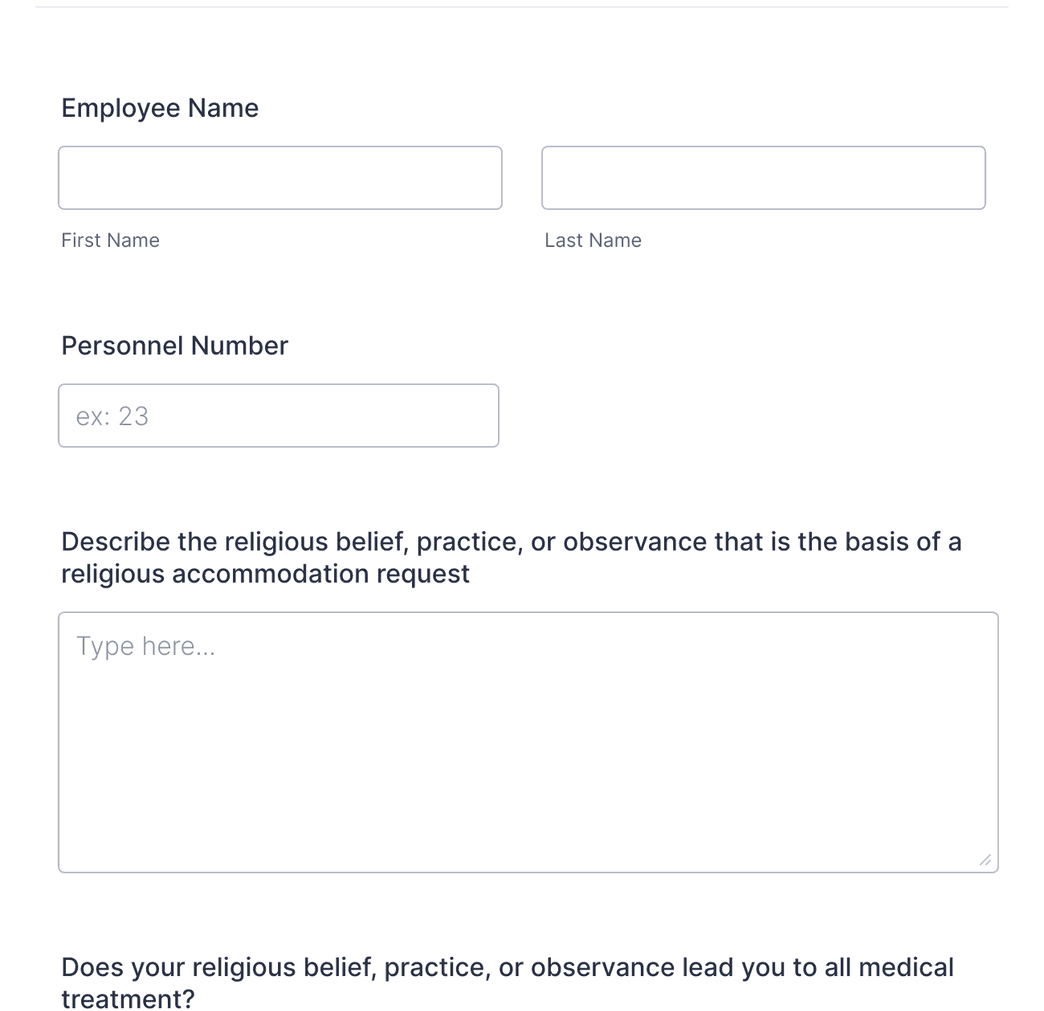 Religious Accommodation Request Form Template | Jotform
