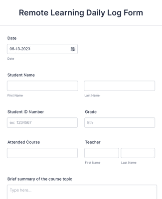 Remote Learning Daily Log Form Template | Jotform