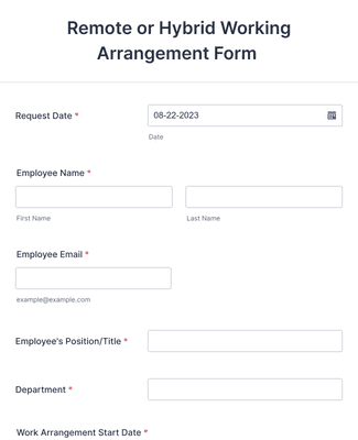 Remote or Hybrid Working Arrangement Form Form Template | Jotform