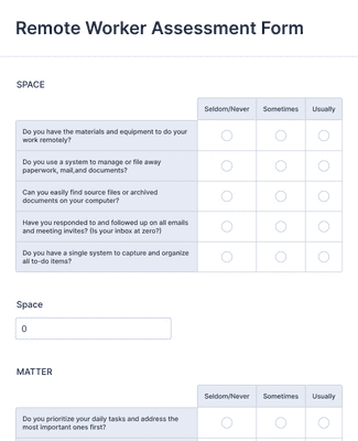 Remote Worker Assessment Form Template | Jotform