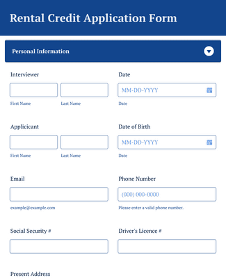 Rental Credit Application Form Template | Jotform