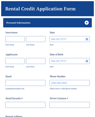 Rental Credit Application Form Template | Jotform