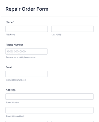 Repair Order Form Template | Jotform