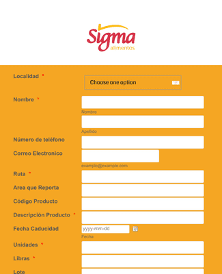 Reporte Incidencias Productos Sigma Plantilla de formulario | Jotform