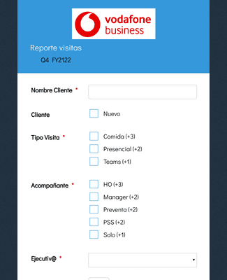 Reporte visitas Plantilla de formulario | Jotform