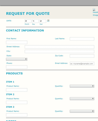 Multiple Selection Product Quote Request Form Template | JotForm
