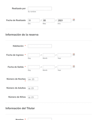 Reserva De Hotel Plantilla de formulario | Jotform