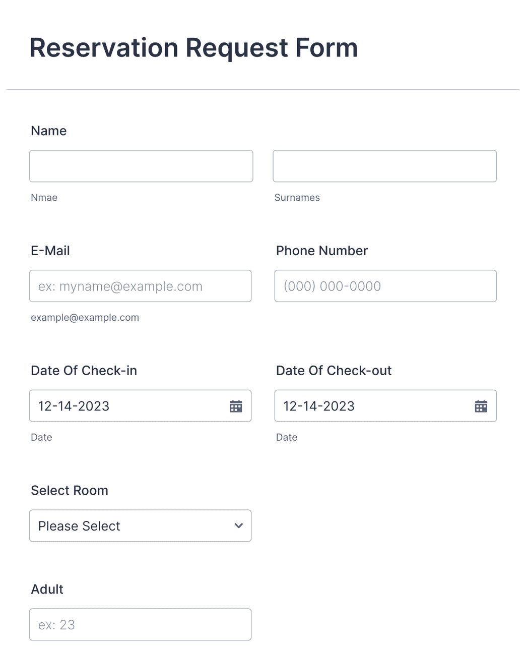 Reservation Request Form Template | Jotform