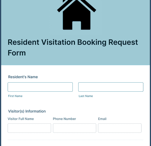 Resident Visitation Booking Request Form Template | Jotform
