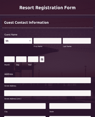 Resort Registration Form Template | Jotform