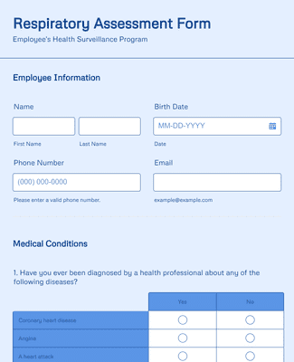 Respiratory Assessment Form Template | Jotform