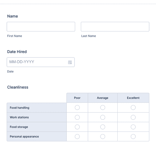 Restaurant Cook Evaluation Form Template | Jotform
