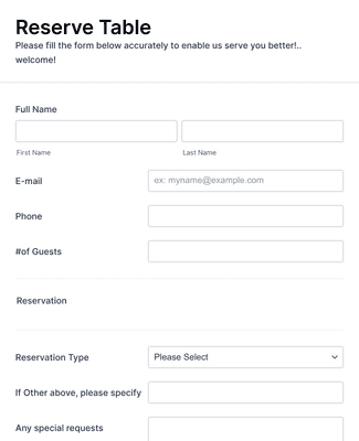 Reservation Form Template | Jotform