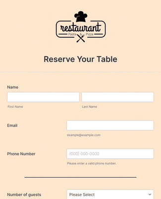 Restaurant Table Reservation Form Template | Jotform