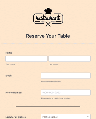 Restaurant Table Reservation Form Template | Jotform