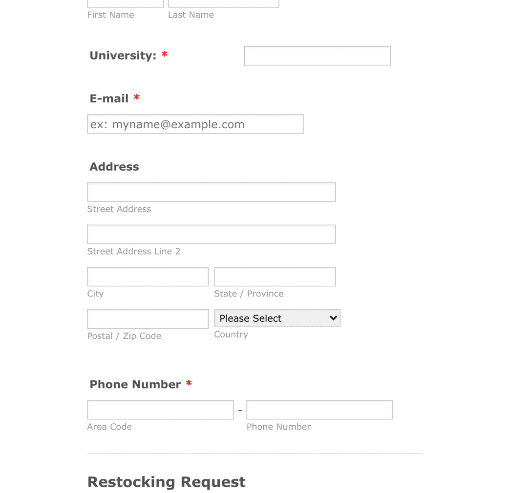 Restocking Request Form Template | Jotform