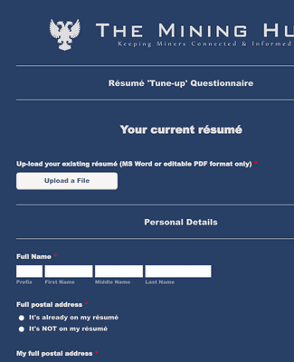 Résumé 'Tune-up' Questionnaire Form Template | Jotform
